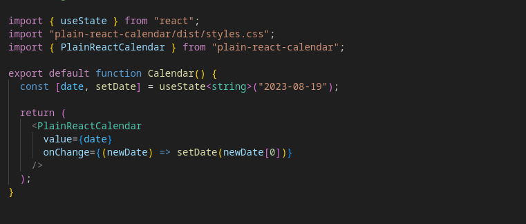 plain-react-calender